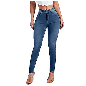 Warehouse Thirteen Womens Uniform Pants Women Curvy Slim Fit Butt Lifting Denim Skinny Jeans Pencil Denim Pants Petite Jeans Stretch Denim Pants Blue 2XL