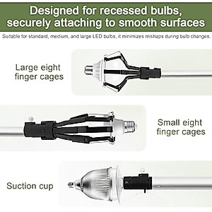 BEWITU Light Bulb Changer for High Ceilings,High Ceiling Light Bulb Changer with Pole,12 FT Light Bulb Changer with Baskets and Suction Cup,Light Bulb Extension Pole Changer