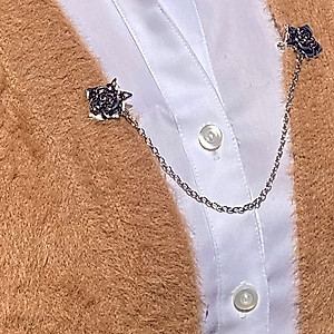 Evelots Rose Sweater/Collar Clip with Chain-Vintage Look Dress/Blouse/Cardigan