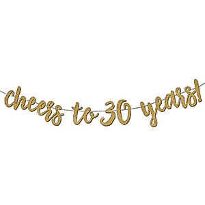 Cheers to 30 Years Banner - Premium Gold Glitter Cardstock Paper - Larger Text for Better Visibility - Perfect Decoration for 30th Birthday Party Celebration