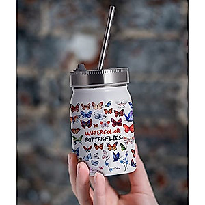 PYD Life Blanks Mason Jar 17 OZ Wide Mouth White Stainless Steel Tumbler with Lid and Metal Straw for Cricut Mug Press Machine Sublimation Print 4 Pack