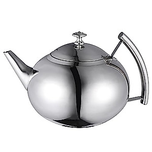 Stainless Steel Pot Filter Strainer Kettle Coffee Mug with Lid Stove Safe Teapot Water Carafe with Lid Home Espresso Machine Vintage Coffee Maker Coffee Pot Silver VINTORKY