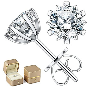 Diamond Earrings for Women Men, Gifts for Wife Mom Girlfriend, 2 carats D Color (VVS1) Moissanite Diamond Stud Earrings, Anniversary Jewelry Present for Wife, Birthday Valentines Gifts