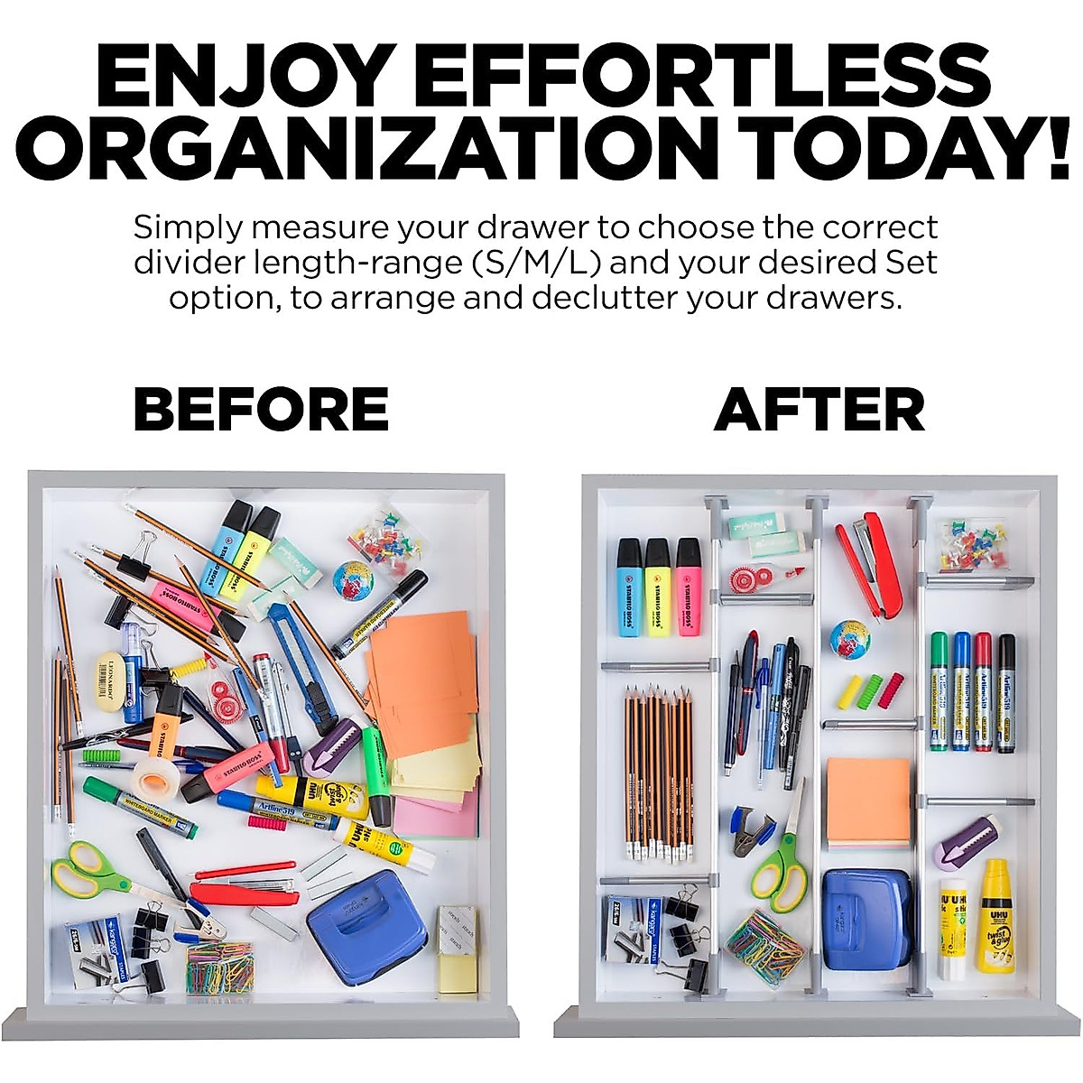 Practical Comfort Aluminum Drawer Organizer for Kitchen Utensils Silverware Flatware 9 Dividers Set | MEDIUM | UPGRADED VERSION