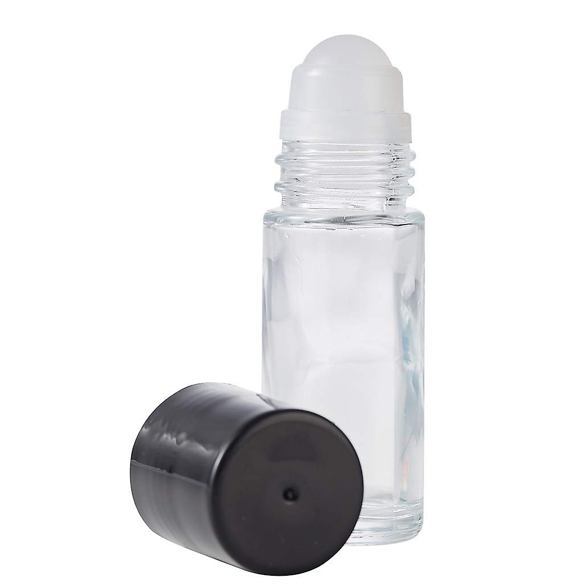 4PCS 30ml Essential Oil Roller Bottles,Empty Refillable Clear Glass Roll-on Bottles Perfume Roller Bottles with plastic Roller Balls and Black Lids