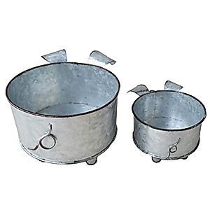 ShabbyDecor Galvanized Metal Pig Bowl Farmhouse Pig Succulent Planter Set of 2