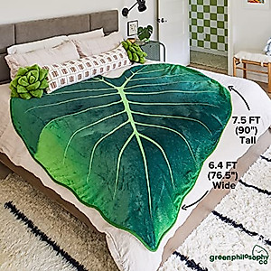 Green Philosophy Co.Giant Leaf Shape Blanket Monstera Throw Soft Cozy Breathable Lightweight and Decorative Leaves Design Gift for Plant Lovers (Regal Shield Alocasia)