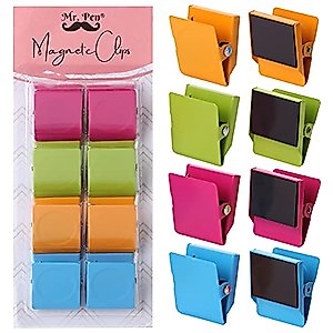 Mr. Pen- Magnetic Clips, 8 pcs, Assorted Color, 1.2”, Metal Clips, Refrigerator Magnets, Clip Magnets, Magnet clips, Fridge Magnet Clips, Magnetic Clips for Refrigerator, Magnetic Clips for Whiteboard