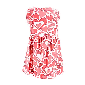 Unique Baby Girls Red Double Hearts Party Dress (6Y, Red)