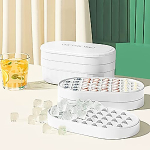 Jasilon Ice Cube Tray with Lid and Bin and Scoop for Freezer, [BPA FREE] Easy Release 72 Small Mini Ice Cube Trays with Cover Storage Container, Ice Cube Maker Ice Cube Mold Ice Cube Bin (White)