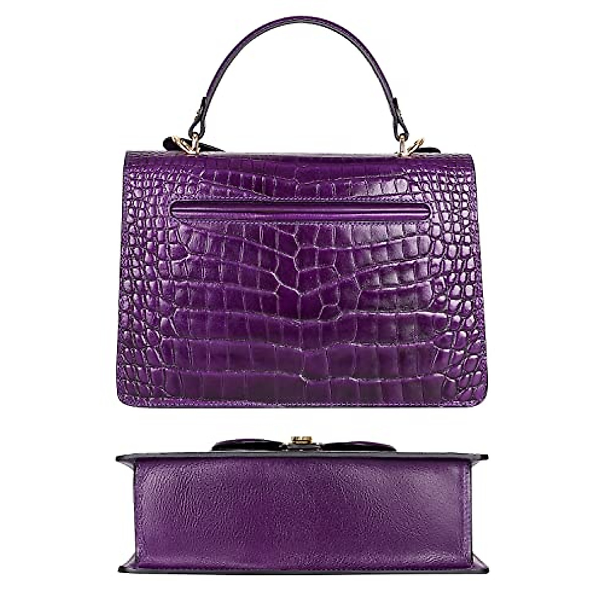 PIJUSHI Designer Crocodile Leather Handbags for Women Crossbody Satchel Bag with Butterfly(66296 Purple)