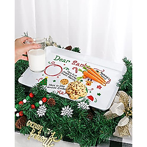 Nefelibata Santa Cookie Plate Christmas Serving Tray Plastic Cookies for Santa Platter and Tray Treat Rectangular Plate Christmas Eve Gift for Kids Xmas Holiday Sharing Snack Home Decorations Supplies