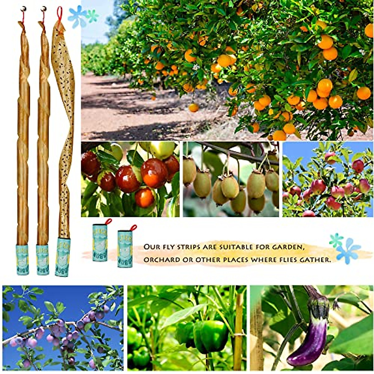 24 Rolls Fly Strips - Fly Tapes Fly Paper Sticky Fly Trap Indoor/Outdoor Hanging,Fly Catcher Fly Ribbon Fungus Gnat Trap Fruit Fly Killer for House/Kitchen/Plants/Horse Stable (24Rolls)