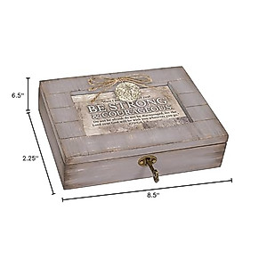 Cottage Garden Be Strong and Courageous Grey Distressed Locket Music Box Plays Amazing Grace