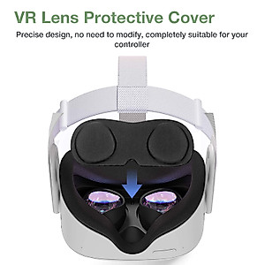 Oculus Quest 2 Protective Cover Set,Oculus Quest 2 Controller Straps,Quest Lens Cover,Lens Protect Cover for Oculus Quest 2,Anti-Throw Sweatproof Handle Protective Sleeve