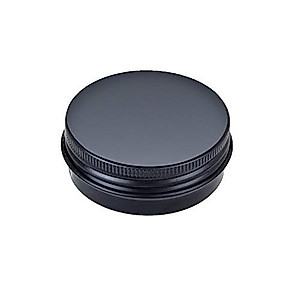 LIYAR 1oz. Metal Tin 30g Sample Lip Balm Tins Aluminum Tin Containers with Lids Screw Top Tins Cans Empty Storage Jars,Pack of 48(Black)