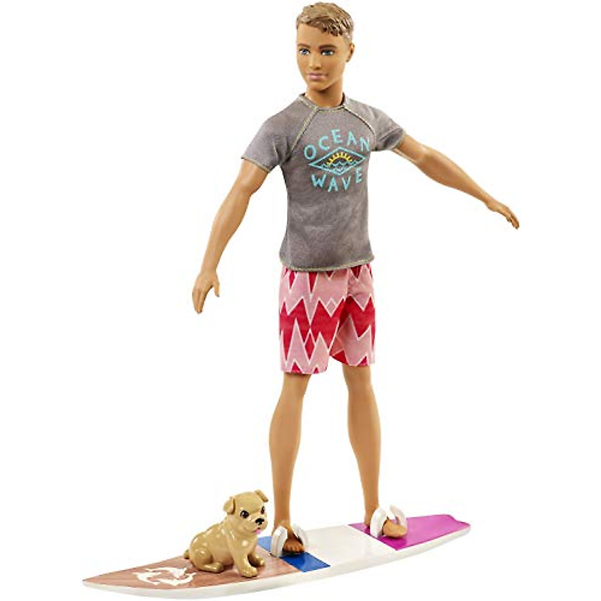 Ken Doll with Puppy and Surfboard