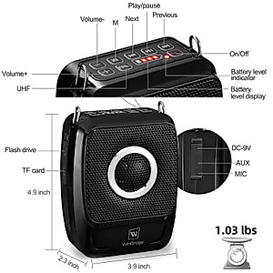 Bluetooth Voice Amplifier Personal Portable Pa System, 25W Megaphone Speaker with 2 Wireless Mics, Voice Amplifier with Wireless Microphone System for Teachers Teaching Singing Outdoor Indoor ect