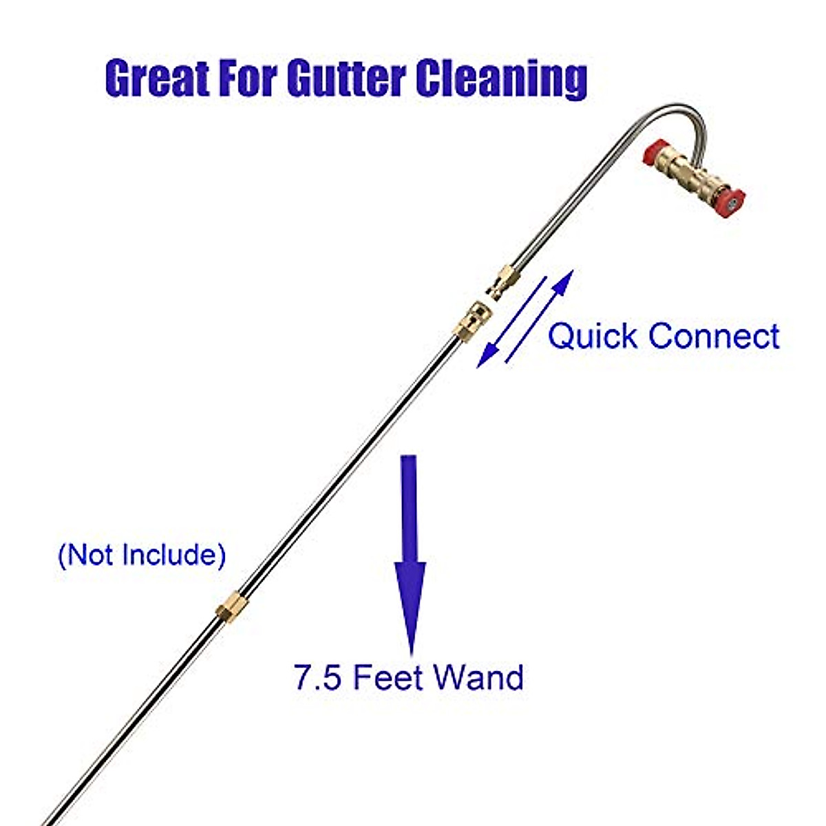 Tool Daily Gutter Cleaner Attachment for Pressure Washer, with 4 Nozzles Tips, 1/4 Inch Quick Connect, 4000 PSI