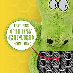Hear Doggy Flatties with Chew Guard Technology Dog Toy, Gator, Large, Green, Model:58546
