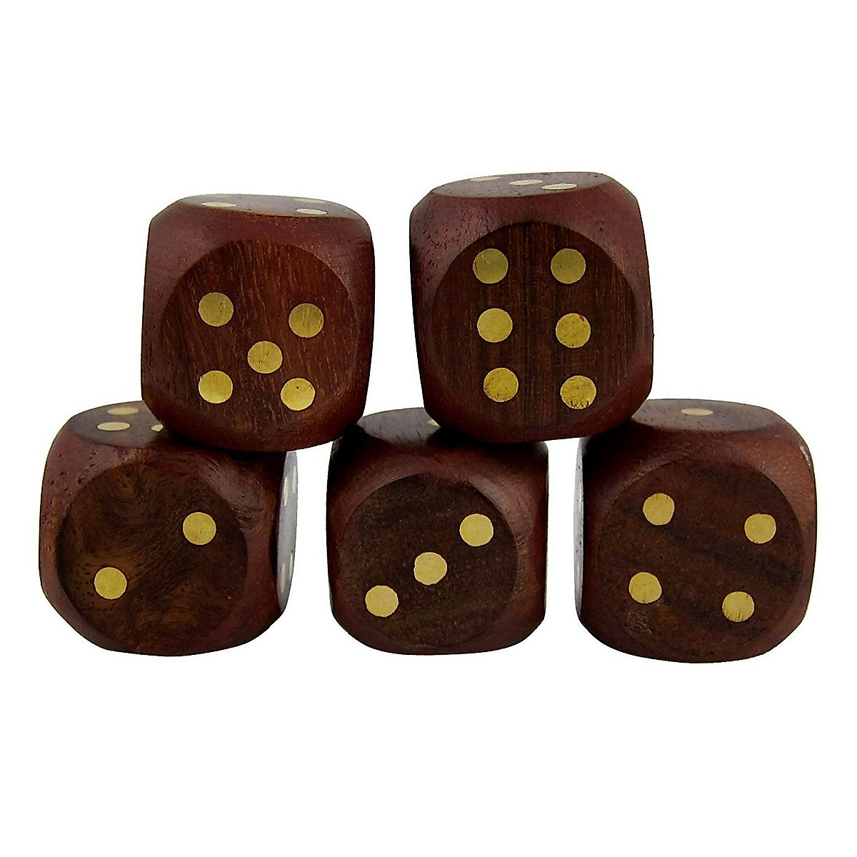 TOSQP27 Gift 5 Dice Box Set Classic Rolling Game Family Group Wooden Square Storage Case with Dice Handmade