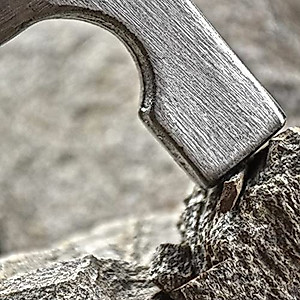 12 Inches Rock Pick Hammer with Skid Handle, All Steel Drop Forged Masonry Hammer with Chrome Plating, Geologist Hammer with Pointed Tip and Shock Reduction Grip for Mining+ A pair of gloves