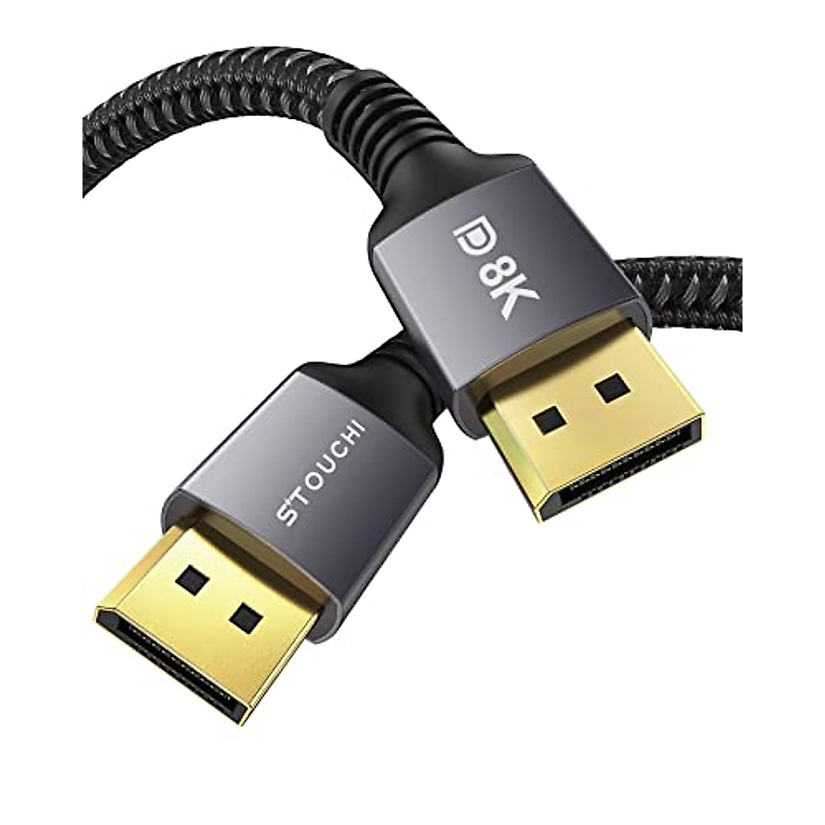 Stouchi DisplayPort Cable 1.4, 8K 6.6FT DP Cable 32.4Gbps 8K@60Hz HBR3 4K@60Hz/144Hz/120Hz 5K@60Hz 1080P@240Hz Support FreeSync G-Sync HDR10 Display Port for Gaming Monitor Graphics Card