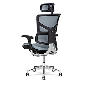 X-Chair X3 Management Office Chair, Glacier A.T.R. Fabric with Headrest - High End Comfort Chair/Dynamic Variable Lumbar Support/Floating Recline/Highly Adjustable/Durable/Executive Office Desk Seat