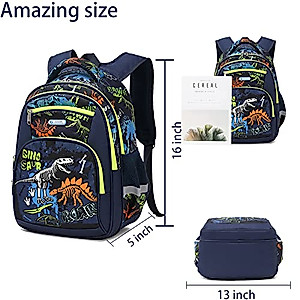 Kid Bookbag Boy Kindergarten Elenemtary Preschool Multi Compartment Backpack, Chest Strap Side Pockets 16 Inch