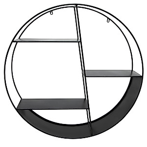 Sagebrook Home 32" Round Black Shelf - 4 Layered Contemporary Floating Metal Wall Shelf for Creative Home, Office, Bathroom, Bedroom, Living Room Decor