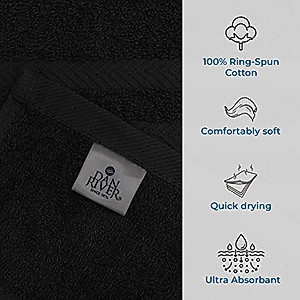DAN RIVER Bath Sheets Set of 2 – 550 GSM Ultra Super Soft & Highly Absorbent Sheets – 100% Cotton Jumbo Large Bath Towels for Bathroom, Home, Hotel, Spa, Beach, Pool, Gym – 35”x70” in Black