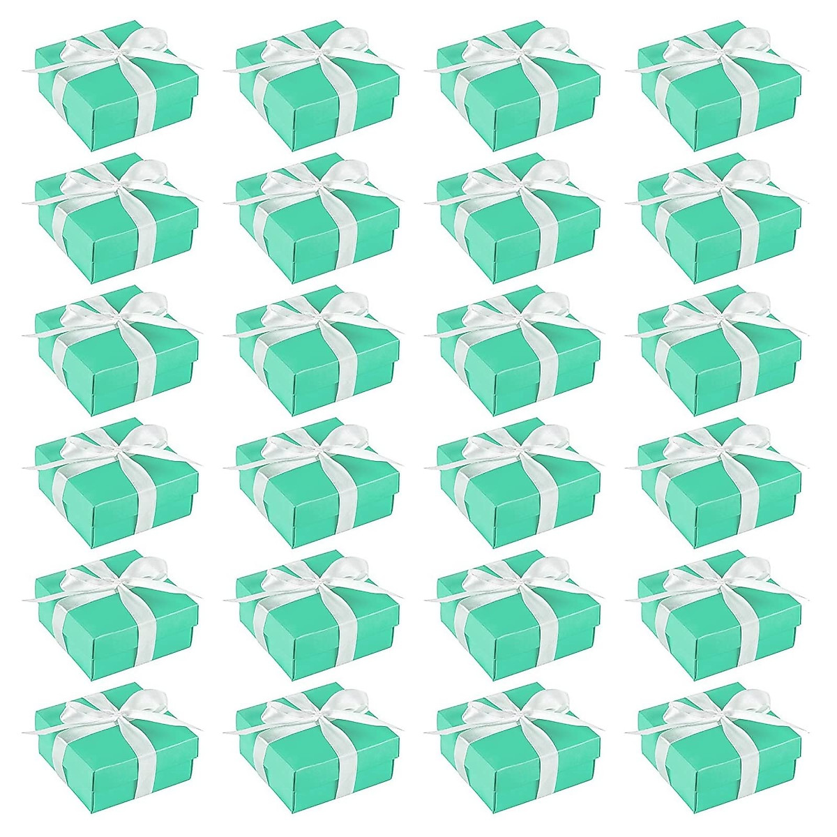 BLUE PANDA 24 Pack Party Favor Boxes, Small Turquoise Candy Treat Gift Box for Bridal Shower Engagement Birthday Wedding