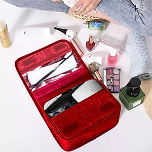 YUNZSXJY Hanging Toiletry Bag Large Capacity Hanging Toiletry Bag for Women and Men Waterproof Travel Cosmetic Bag with Sturdy Hook (Red)
