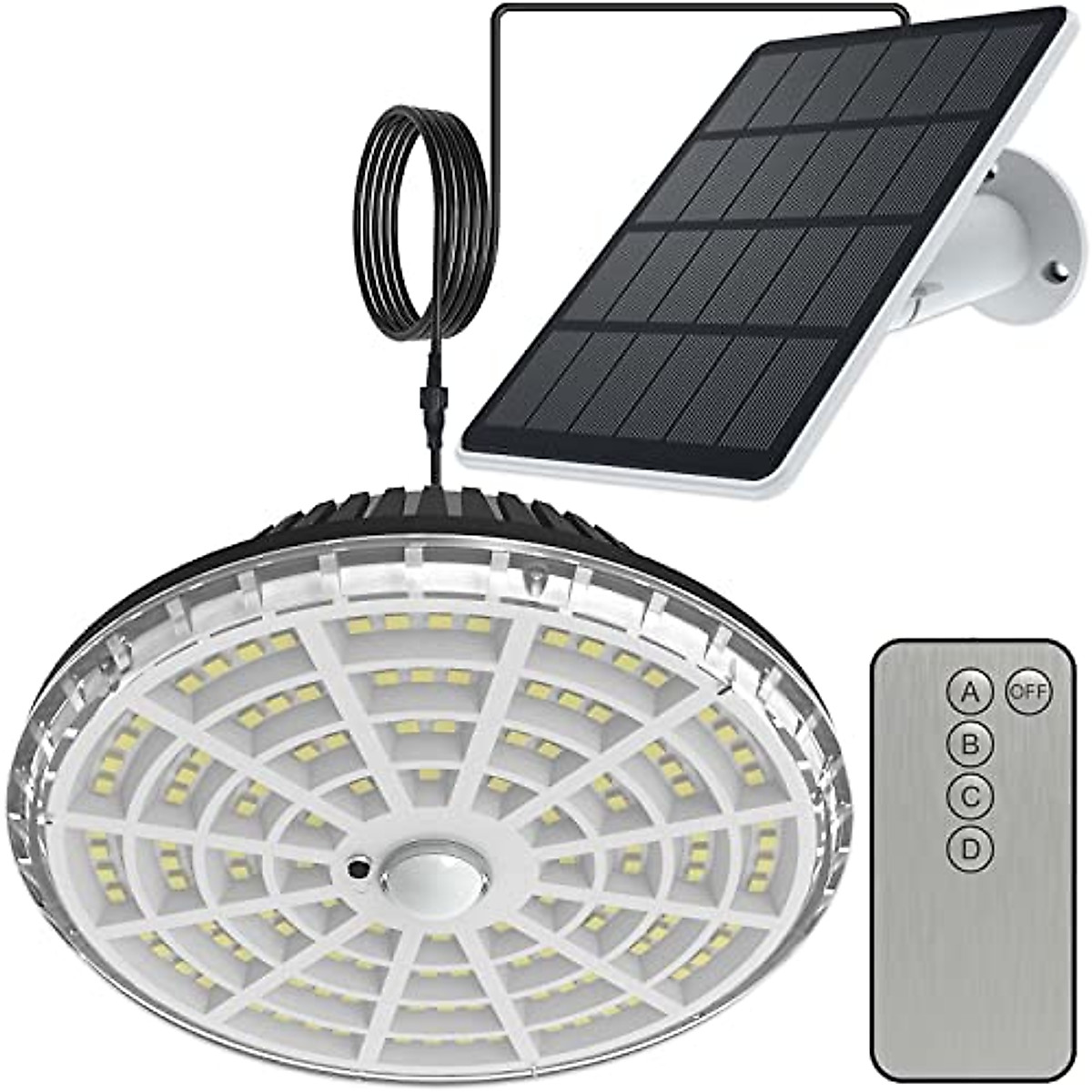 YOYOJAMES Solar Shed Light Pendant Light - Indoor&Outdoor IP55 Waterproof 360°LightingSolar Indoor Lights with Remote Control Motion Sensor/Timer/5 Modes/Garden/Home Shed Garage