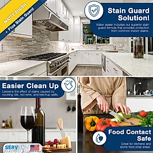 Serveon Sealants Kitchen & Bathroom Sealer Plus Stain Guard (Matte Finish) Commercial Grade Tile Grout Sealer Waterproof Sealant - Granite Countertop Slate Natural Stone Shower Floors (1 Quart) H2900C