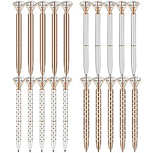 PASISIBICK Diamond Pens Pack of 20 Bling Rose Gold Personalized Kawaii Diamond Gem Pen Décor Gifts for Women Bridesmaid Coworkers Bulk Crystal Metal Ballpoint Pens Black Ink(20 Pcs of 4 Colors)