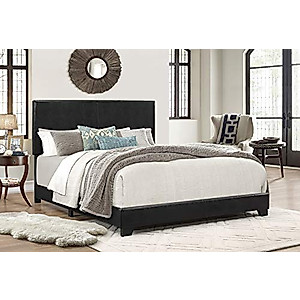 Crown Mark Erin Upholstered Panel Bed in Black, King