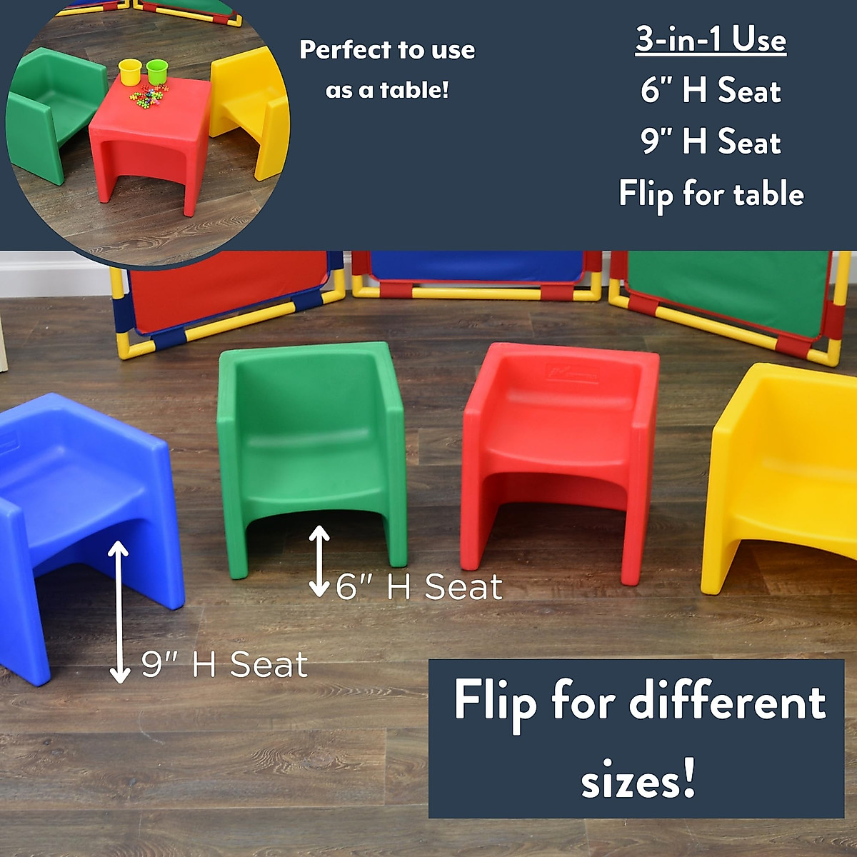 Children's Factory-CF910-009 Cube Chair for Kids, Flexible Seating Classroom Furniture for Daycare/Playroom/Homeschool, Indoor/Outdoor Toddler Chair, Blue, Set of 1