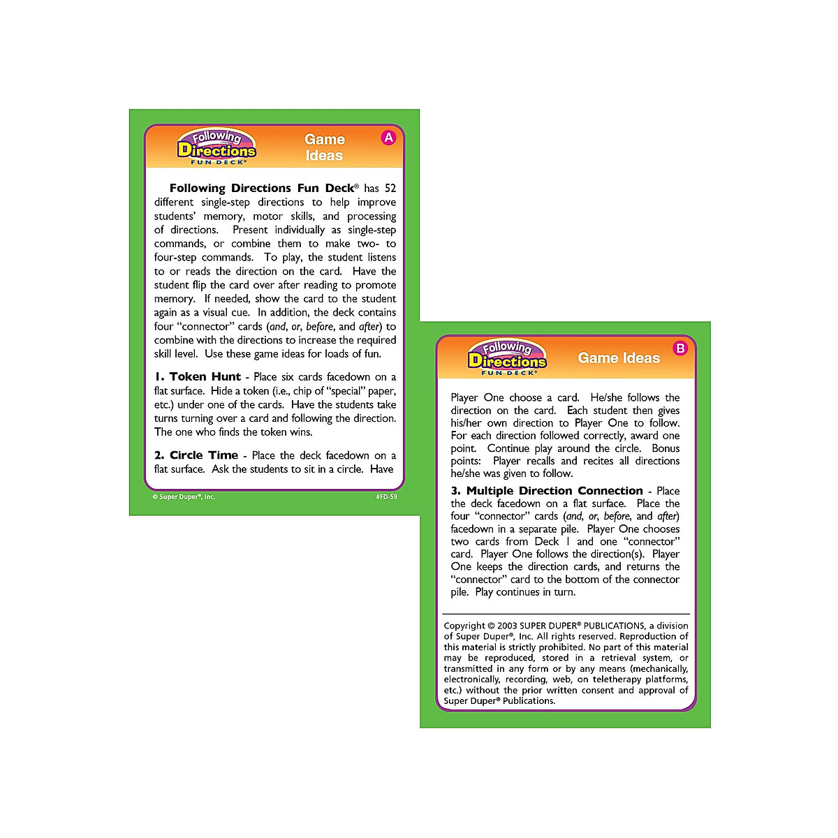 Super Duper Publications | Following Directions Fun Deck Flash Cards | Educational Learning Resource for Children