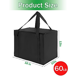 Colemoly Reusable Grocery Bags 4 Pack Shopping Bags Insulated Bag (Black 16x13x10 inch)