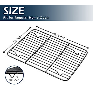 TeamFar Baking Rack (Set of 2), 9.75’’ x 7.5’’ Coated Stainless Steel Small Cooling Rack Roasting Racks for Cooking Grilling Drying, with Black Non-stick Coating for Oven, Healthy & Easy Clean