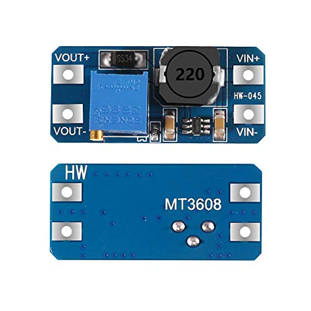 AITRIP 20pcs MT3608 DC-DC Boost Converter 2A Adjustable Step Up Module Voltage Regulator Board Input Voltage 2V-24V to 5V-28V Output Voltage for Arduino