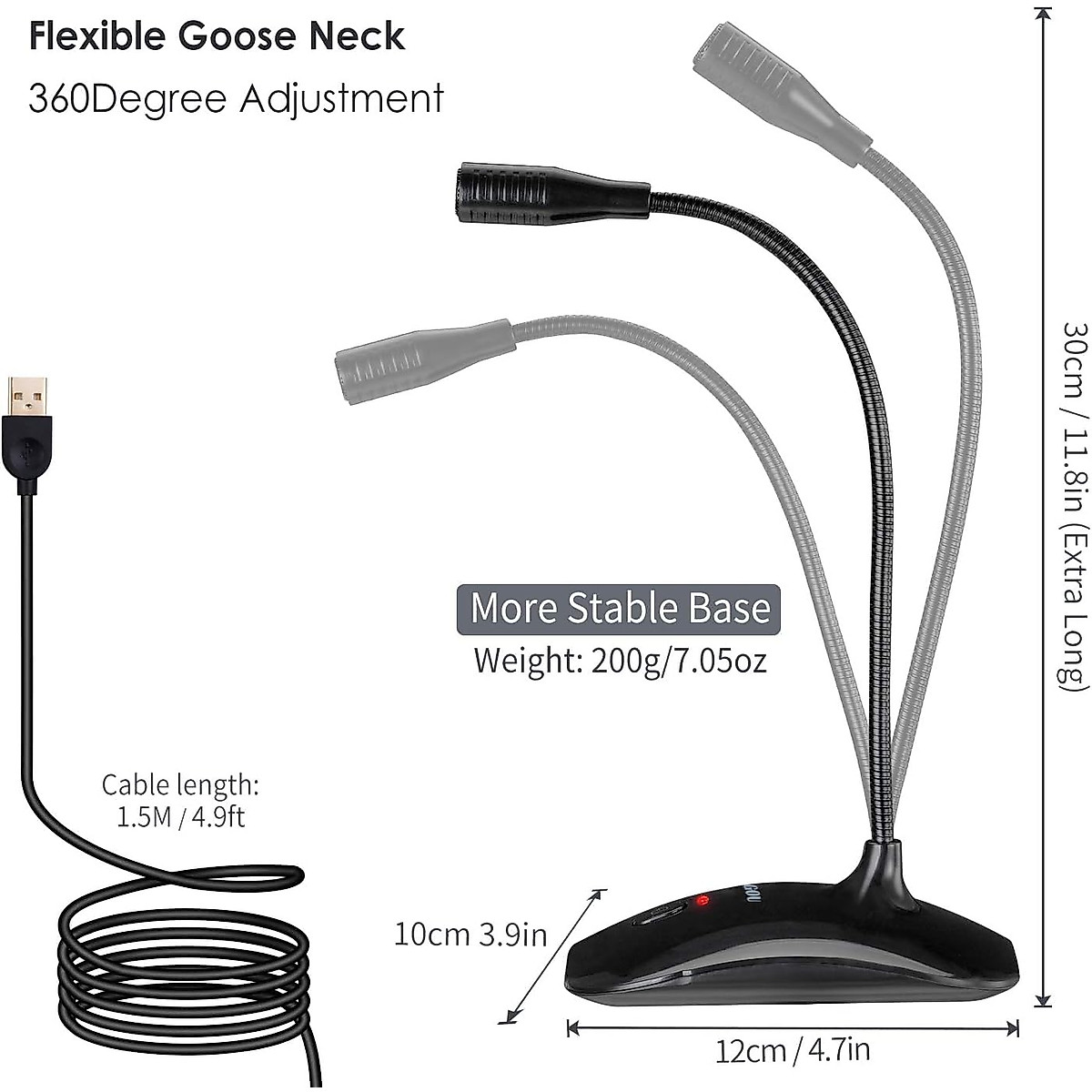 TKGOU USB Microphone for PC, Computer Microphone, PC Microphone with Mute Button & LED Indicator, Laptop Desktop Condenser Mic, Great for Podcast, Gaming, Streaming, Recording - Windows & Mac