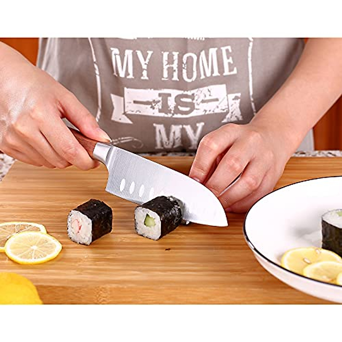 Kitchen Knife, GUANCIChef Knife, Santoku Knife High Carbon Steel Asian with Rosewood Handle Cleaver Knife Stainless Steel for Vegetable/Meat with protective Sheath