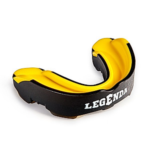 Legenda Mouth Guard Sports w/Case, Professional Mouthguard for Boxing, Football, Hockey, Jiu Jitsu, Muay Thai, MMA, Wrestling and High Contact Sports, Fits Adults, Youth, Kids 11+ (Black/Yellow)
