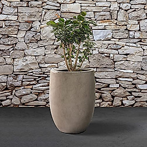 Kante 21.7" H Weathered Concrete Tall Planter, Large Outdoor Indoor Decorative Pot with Drainage Hole and Rubber Plug, Modern Round Taper Style for Home and Garden
