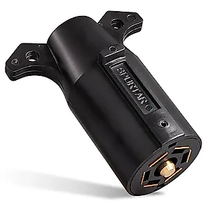 Spurtar 7 Pin Trailer Plug 7 Way Round RV Style Flat Blade Trailer Light Wiring Harness Trailer End Towing Replacement Connector Male End Adapter 12V Towbar-New Upgraded