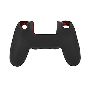 Gamepad Controller Cover, Non Slip Surface Silicone Cover for PS4 Controller, Covers for Sony PS4, Provides a More Comfortable Experience Protector Accessories for Ps4 Controller(Black+red)
