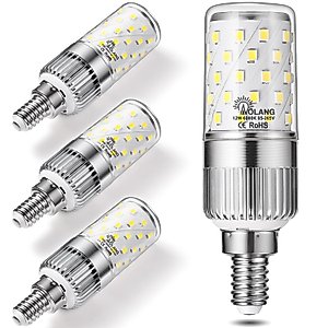Aolang E12 LED Bulbs,12W LED Candelabra Bulbs,100 Watt Equivalent, Daylight White 6000K Chandelier Bulbs, E12 Base Ceiling Fan Light Bulbs, 85V-265V, 1000Lumen Corn Bulbs, Non-Dimmable (4 Pack)