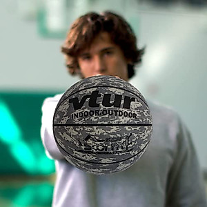 vtur Basketball 29.5" Size 7 for Men's Outdoor Indoor Basketball Official Regulation Size Made for Basketball Games (Gray)